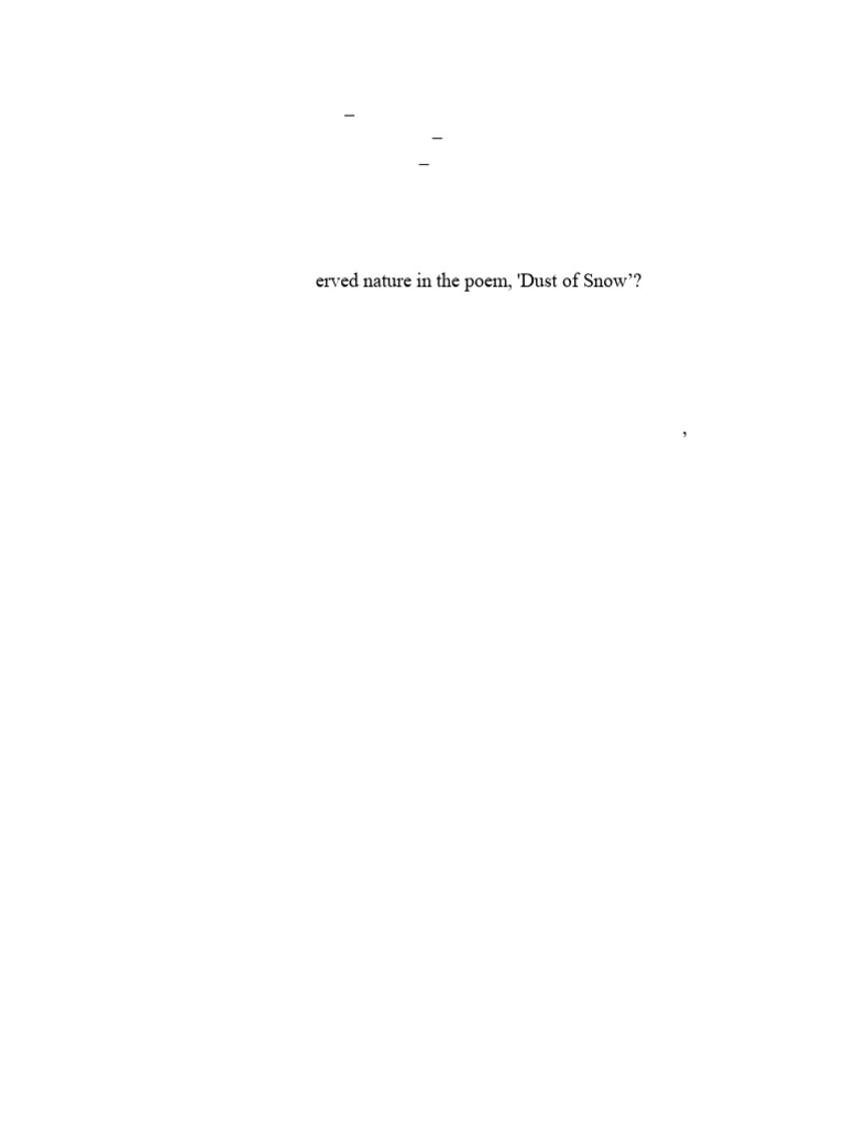 Dust of Snow SAQ CBQ | PDF