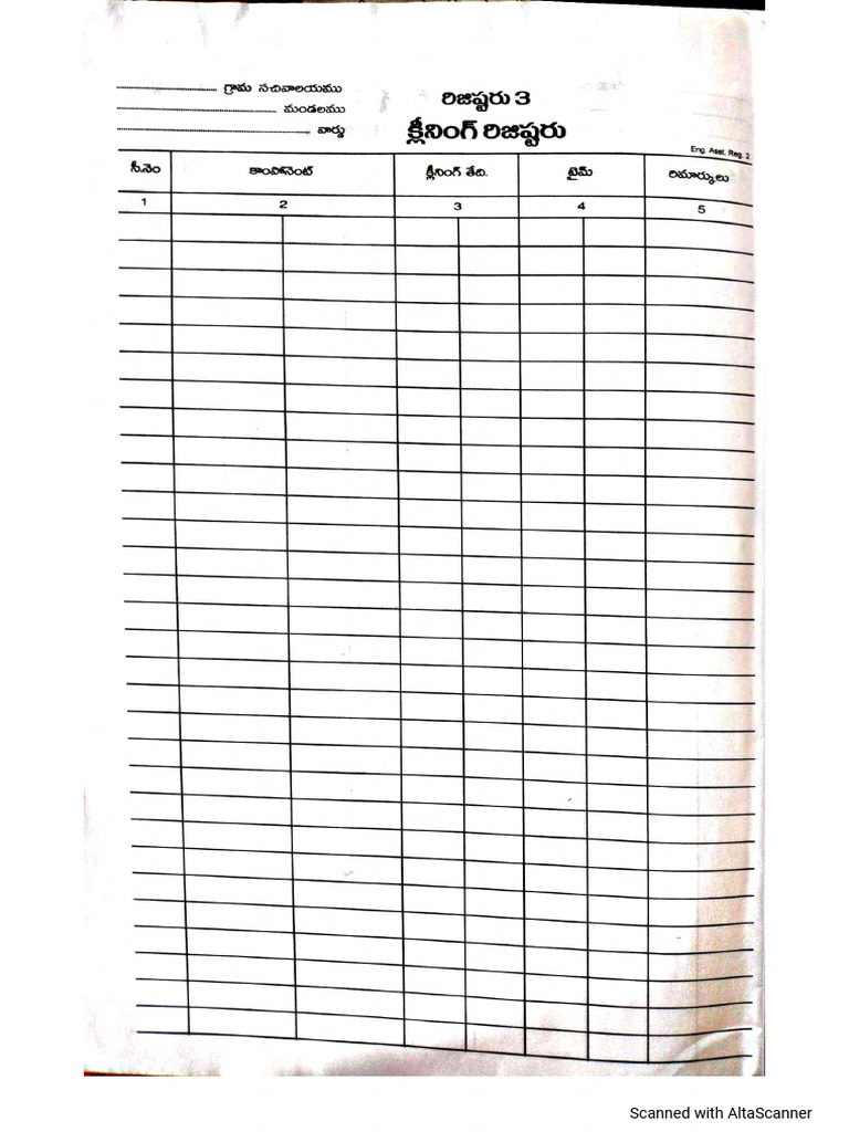 Cleaning Register | PDF