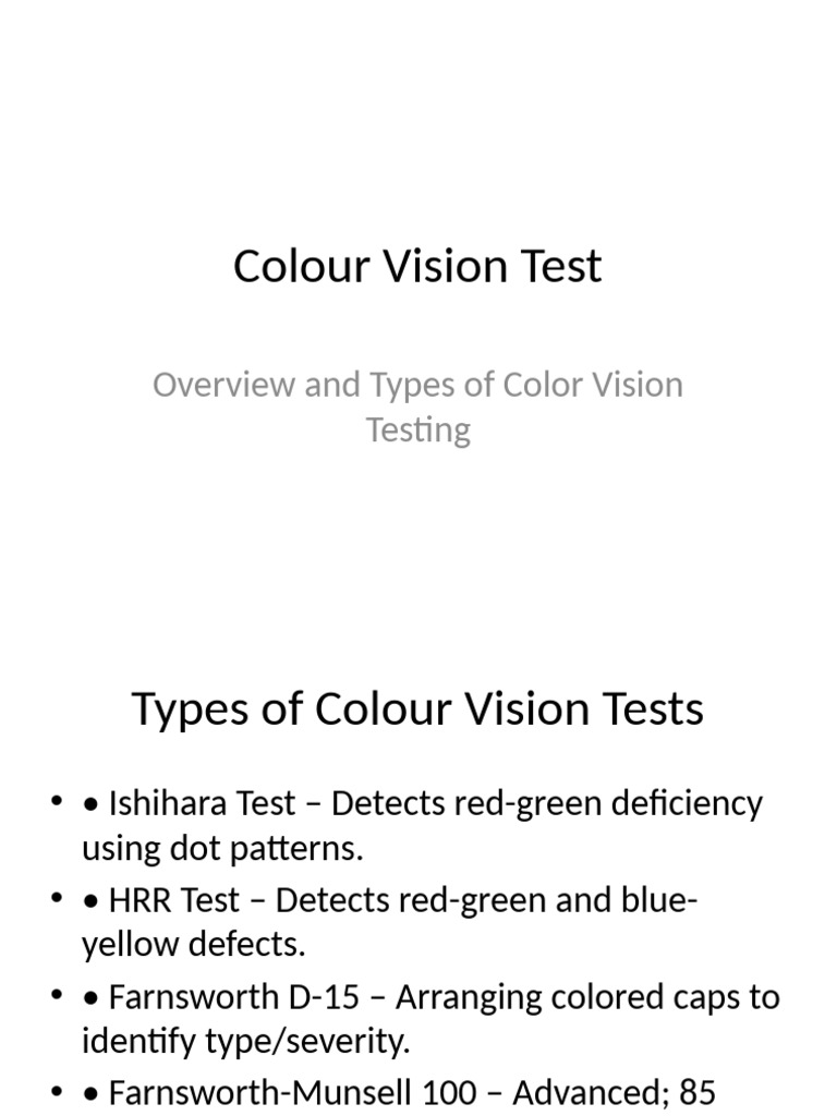 Colour Vision Test Overview | PDF