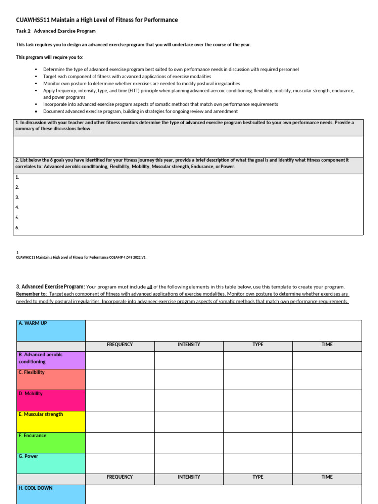 Advanced Fitness Program Design Guide | PDF | Physical Fitness ...