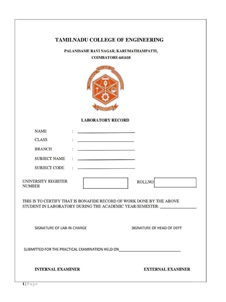 CS3362 C Programming and Data Structures Laboratory Record | PDF