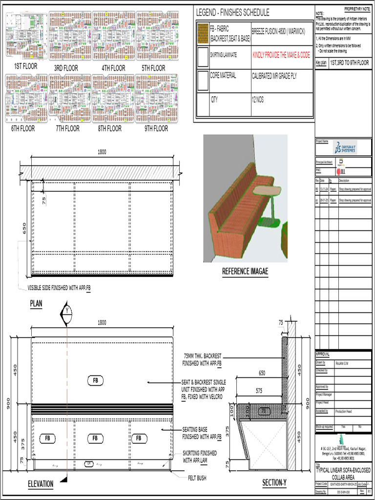 Ds E-Mh-030 Typical Linear Sofa-Enclosed Collab Area - 1st To 9th Floor ...