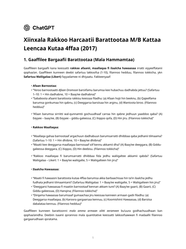 Xiinxala Rakkoo Harcaatii Barattootaa M - B Kattaa Leencaa Kutaa 4ffaa ...