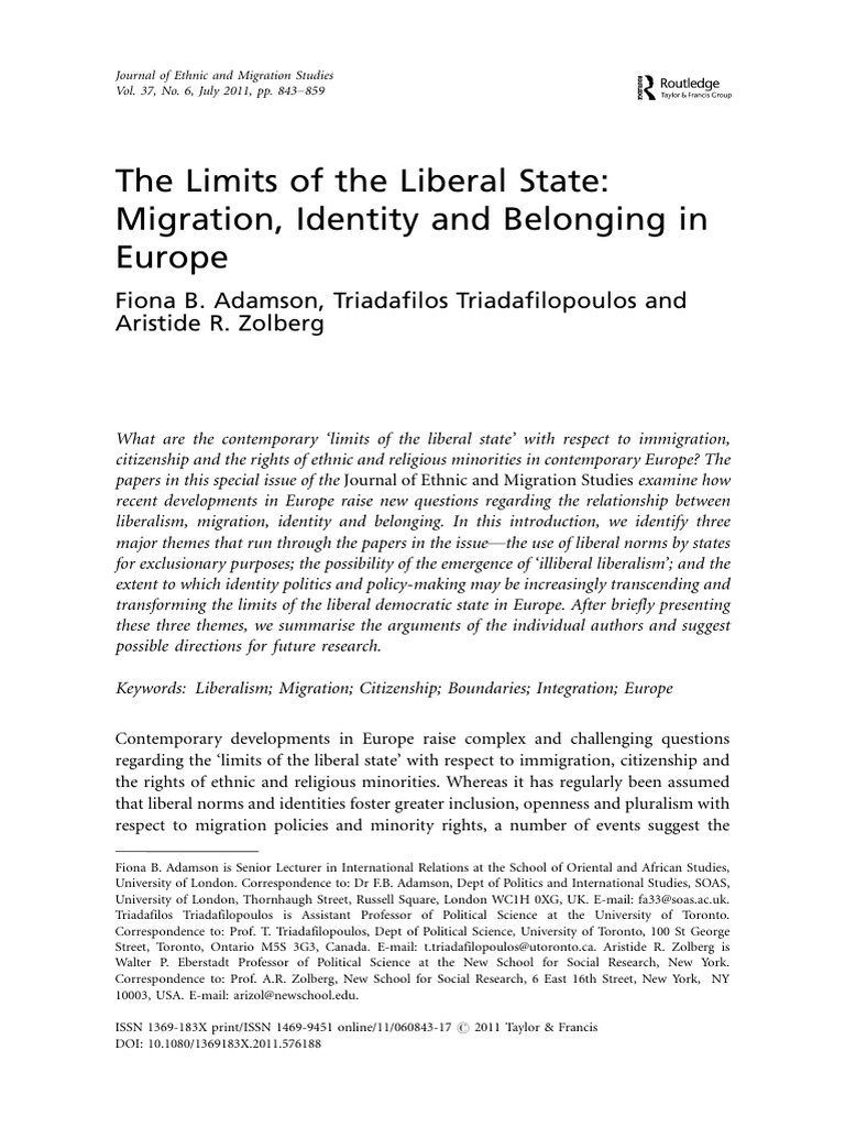 Limits of Liberalism in European Migration | PDF | Immigration | Liberalism