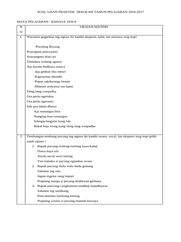 Soal Ujian Praktek | PDF