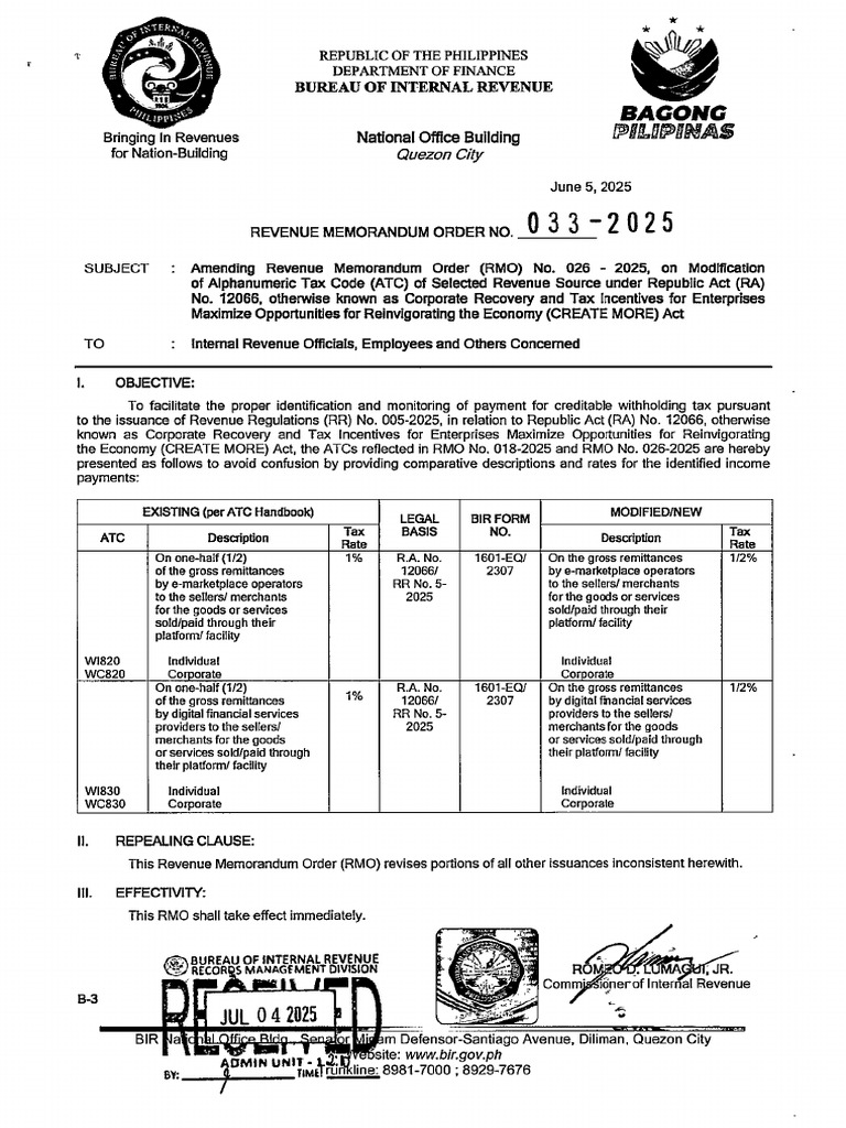 RMO No. 33-2025 | PDF