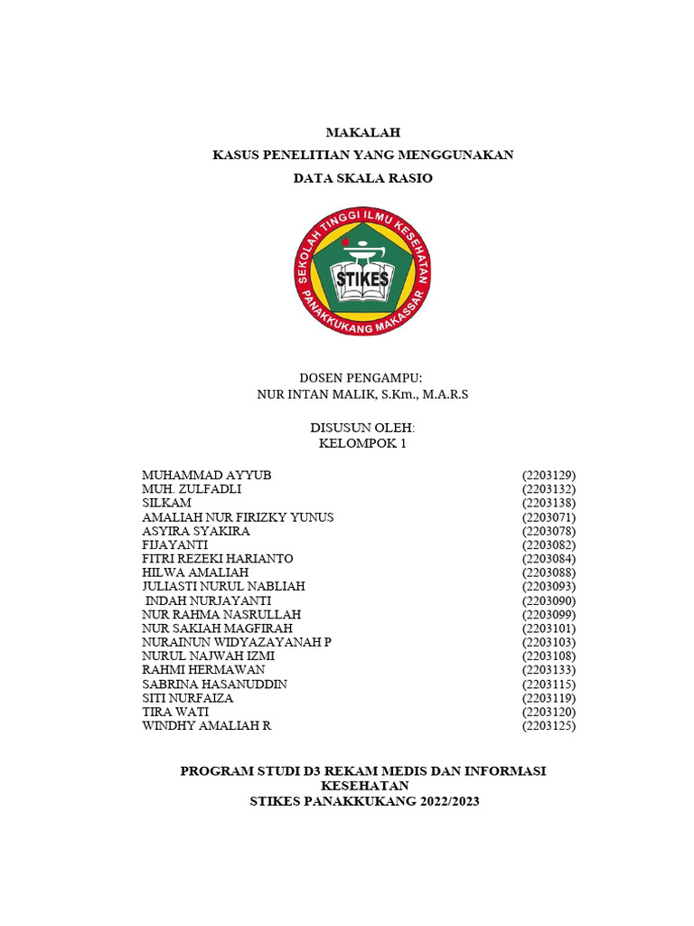 Analisis Data Menggunakan Skala Rasio | PDF