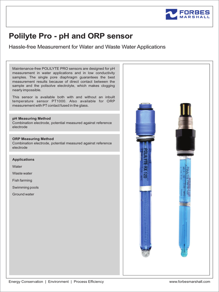 Polilyte Pro pH and ORP Sensors Overview | PDF | Ph | Sensor