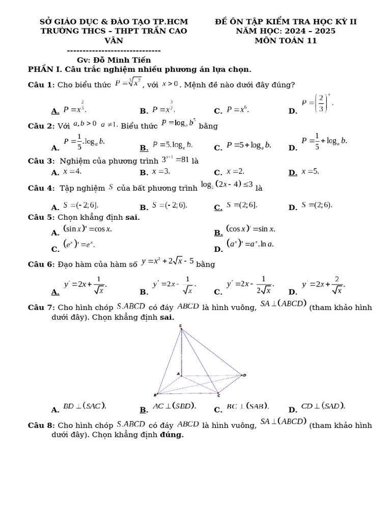 Đề TOÁN 11 CK2 - Đỗ Minh Tiến | PDF