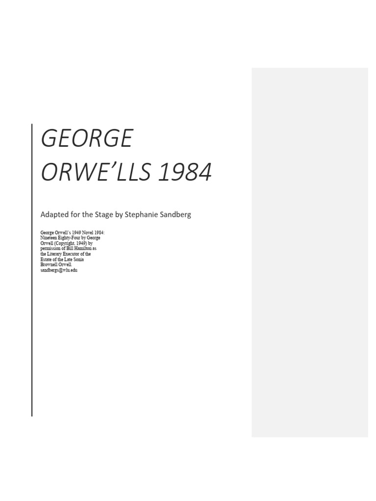 1984 Stage Adaptation Overview | PDF