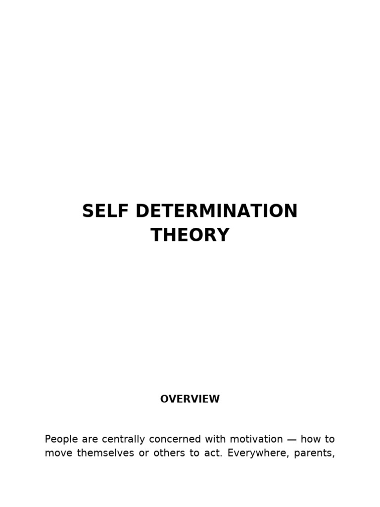 Self Determination Theory | PDF | Motivational | Motivation