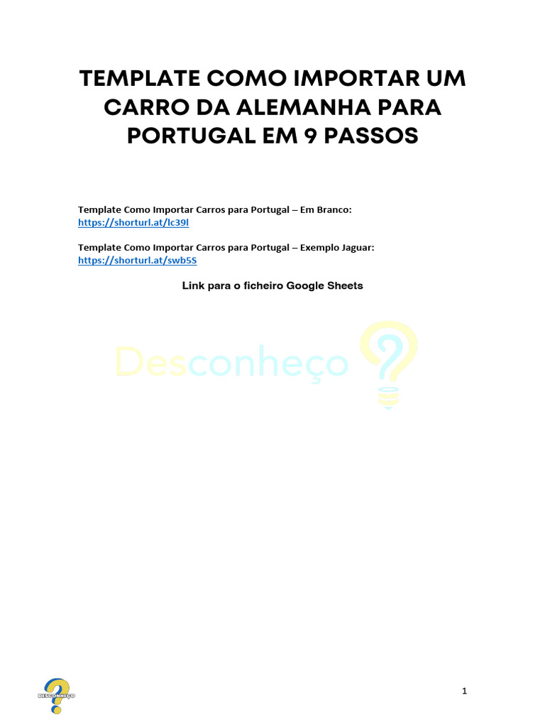 Template Como Importar Um Carro Da Alemanha para Portugal | PDF