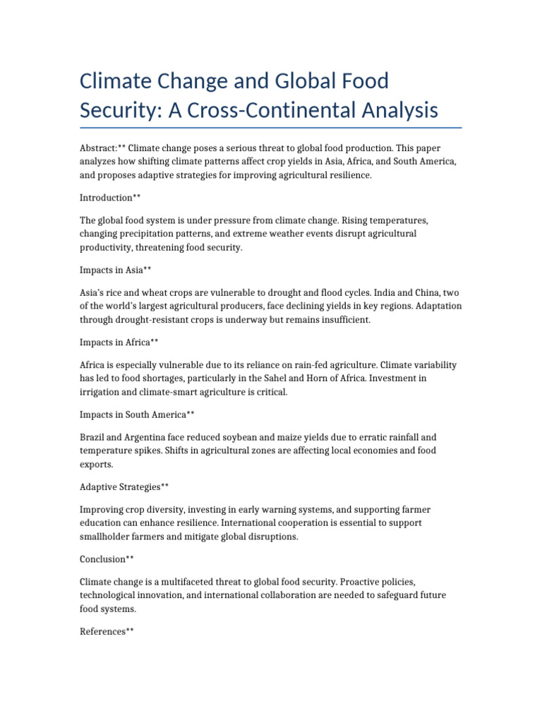 Climate Change and Global Food Security | PDF