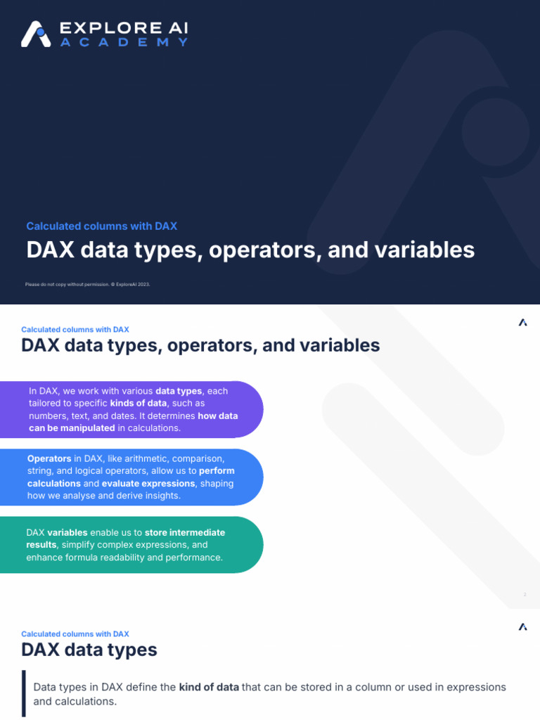 DAX Data Types and Operators Overview | PDF | Data Type | Boolean Data Type