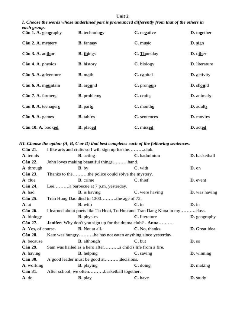 Đề Ilsw 6-Azota Unit 2 | PDF