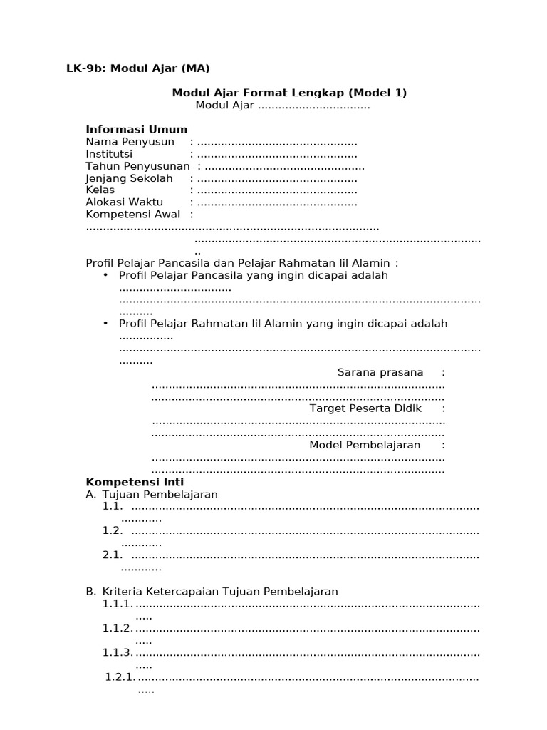 Template Modul Ajar 2 | PDF