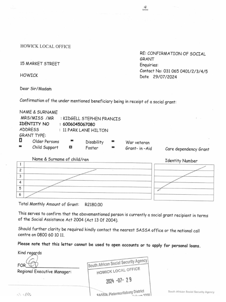 Govt Pension Confirmation Letter | PDF