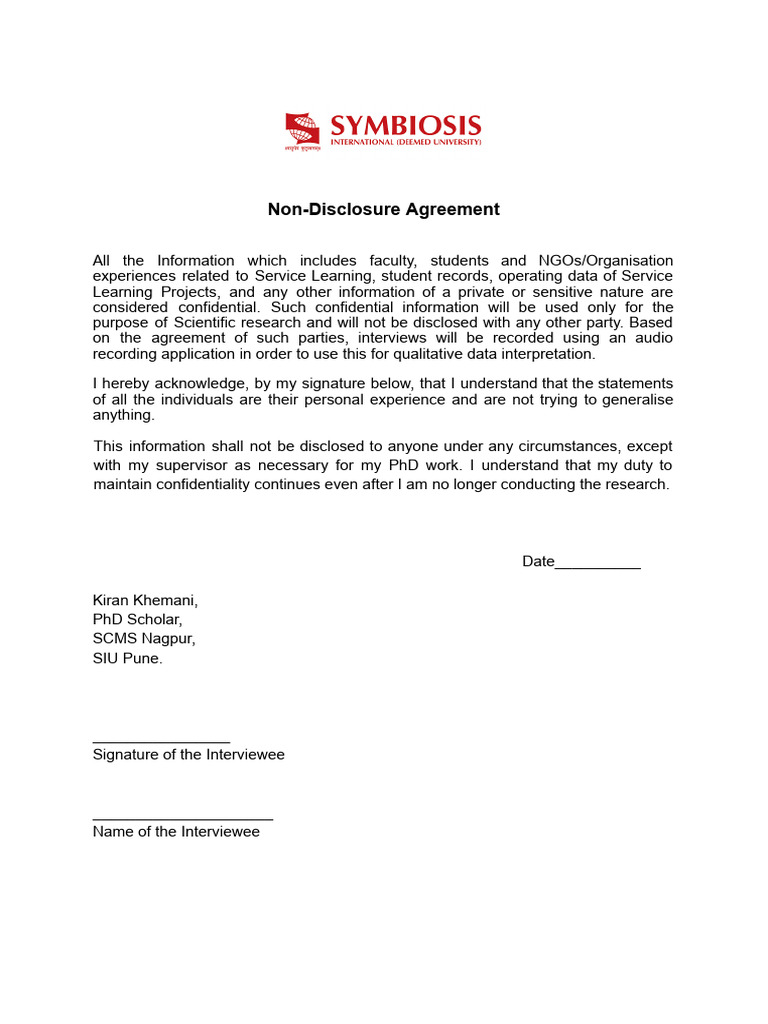 Non Disclosure Agreement Draft | PDF