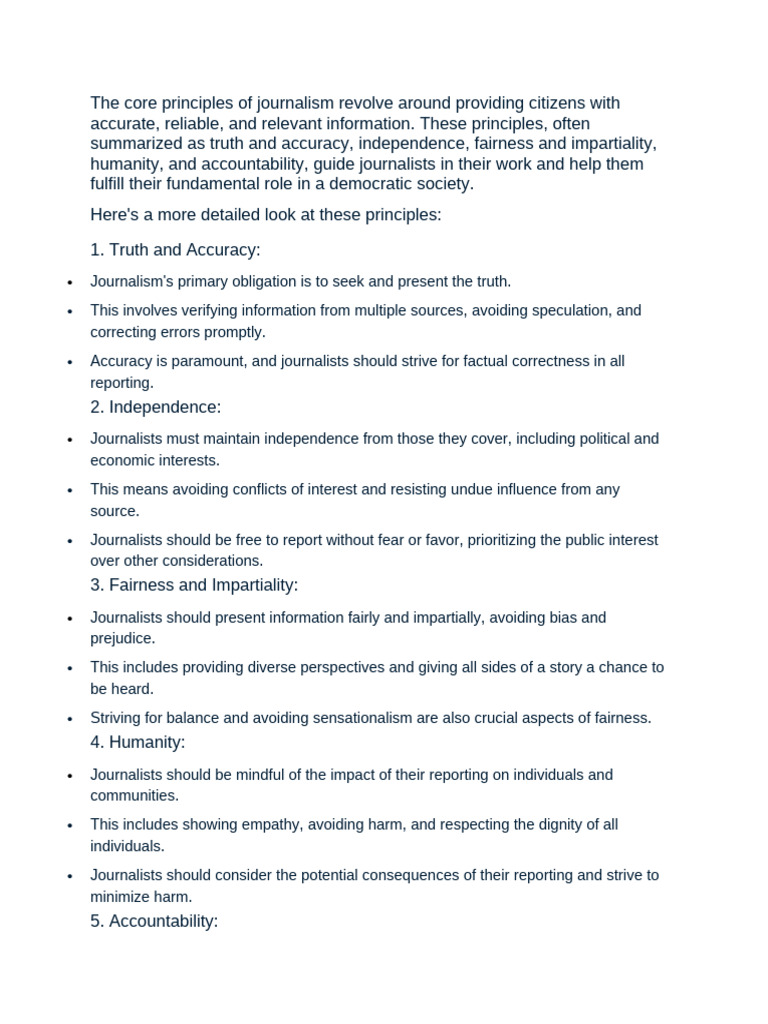 The Core Principles of Journalism Revolve Around Providing Citizens ...