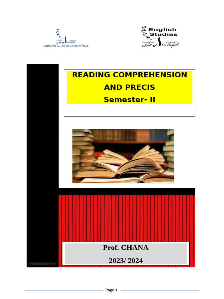 Booklet - Reading Comprehension and Precis 2 | PDF | Thai Language | Tone (Linguistics)
