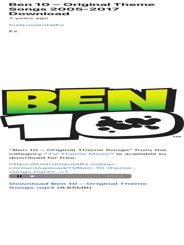 Ben 10 Original Theme Songs Download | PDF