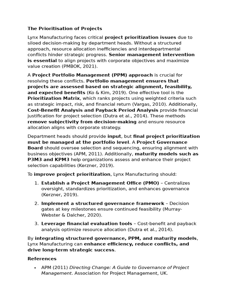 The Prioritization of Projects | PDF | Cost–Benefit Analysis | Governance