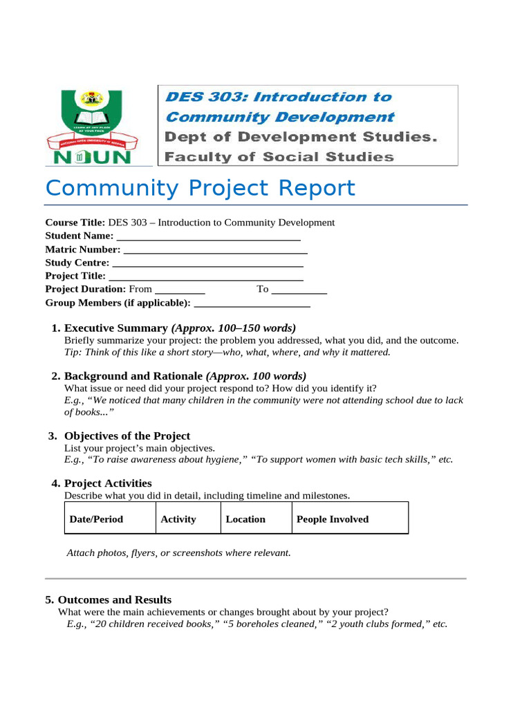 NOUN DES 303 Community Project Report | PDF