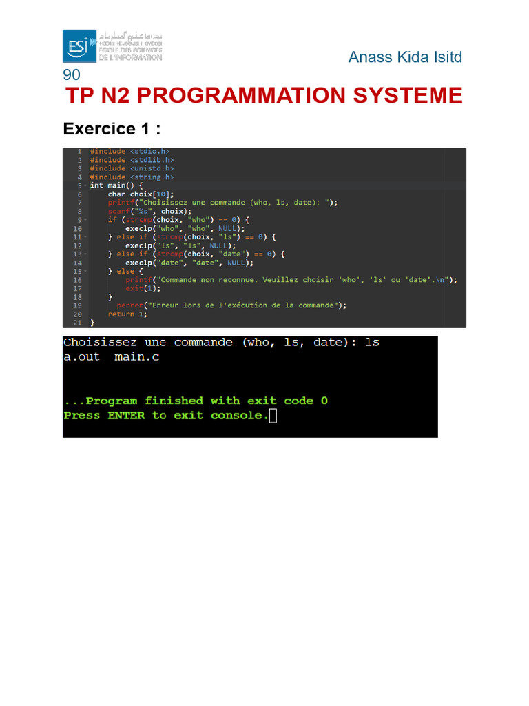 TP n2 Programmation Systeme | PDF