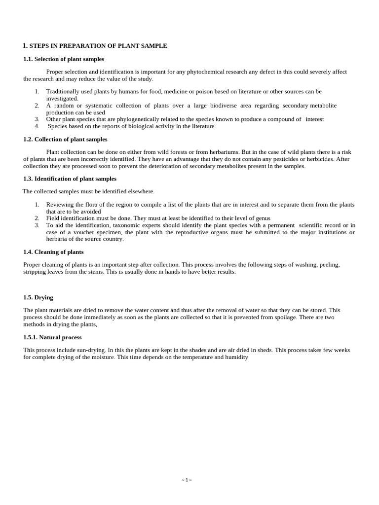 Plant Sample Preparation Guide | PDF | Solvent | Ethanol