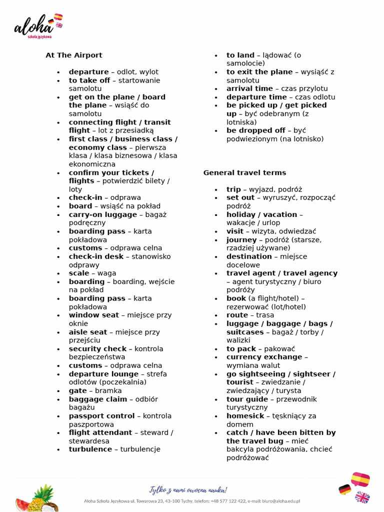 Travel, at The Airport - Vocabulary A2 | PDF