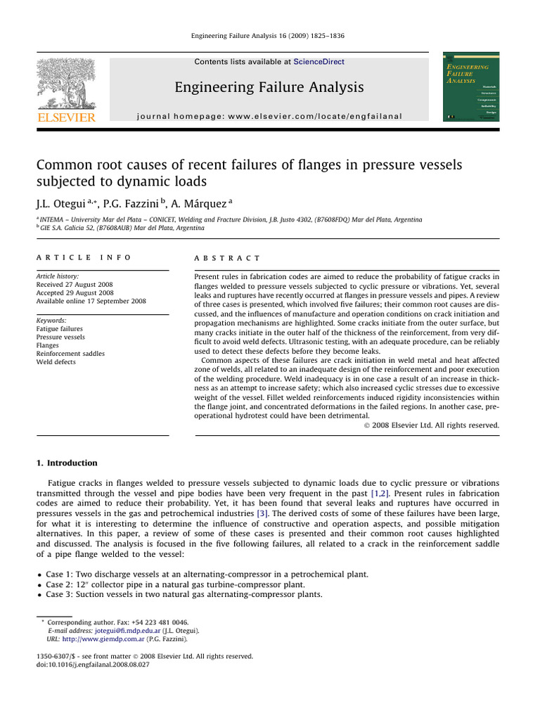 Flange Failure Causes in Pressure Vessels | PDF | Fracture | Fatigue ...