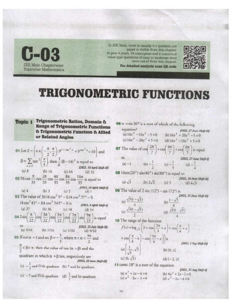 Topic - 3 Trigonometric Functions | PDF