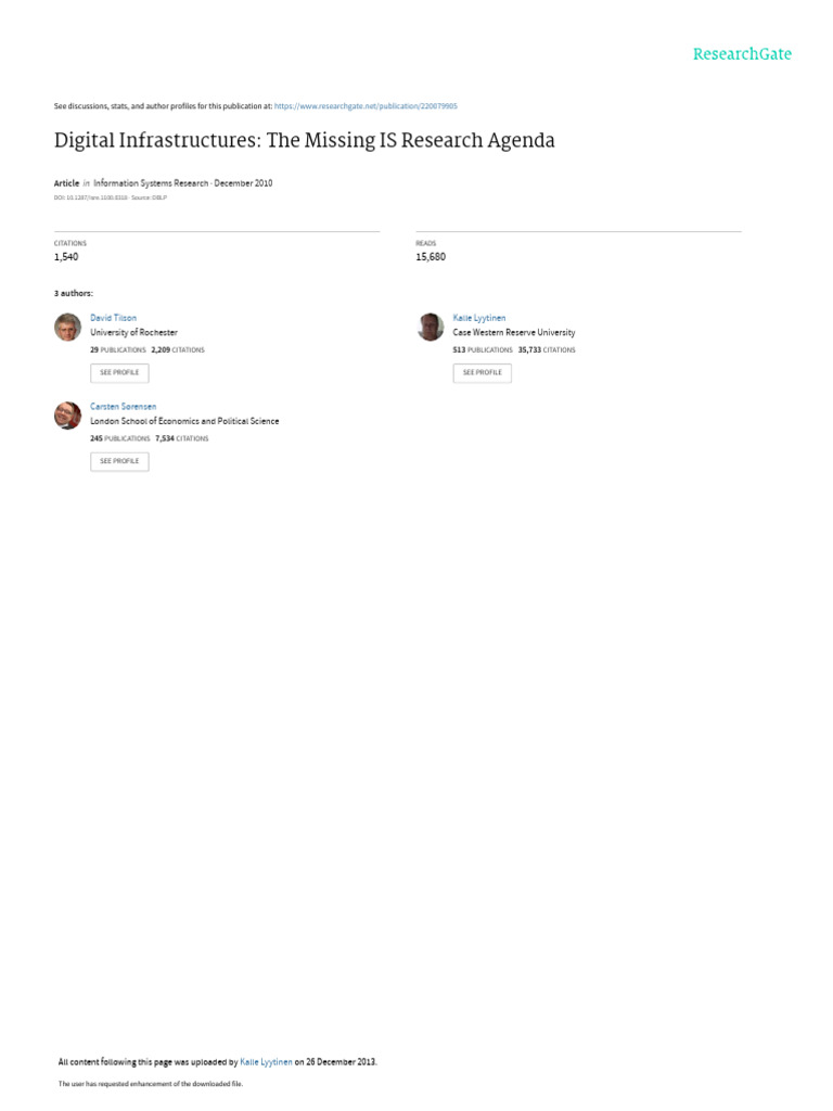 Digital Infrastructures - The Missing Is Research Agenda | PDF ...
