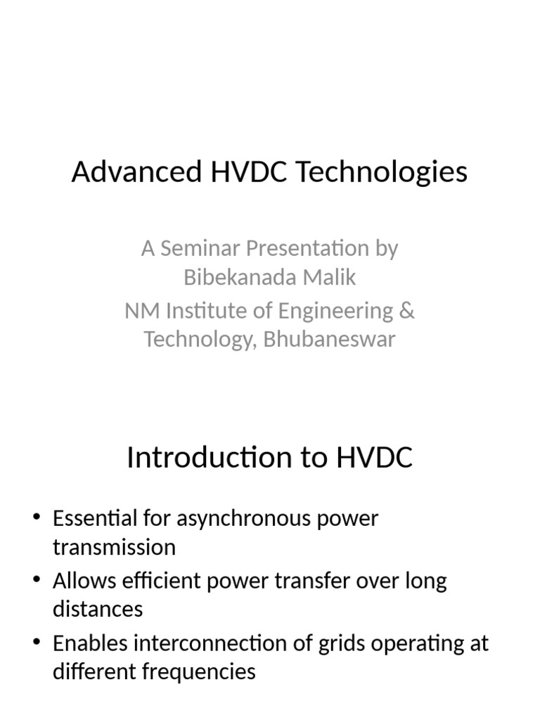 Advanced HVDC Technologies Presentation | PDF