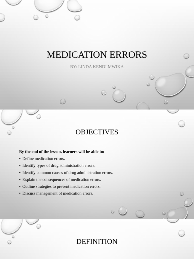 Medication Error | PDF | Medical Error | Dose (Biochemistry)