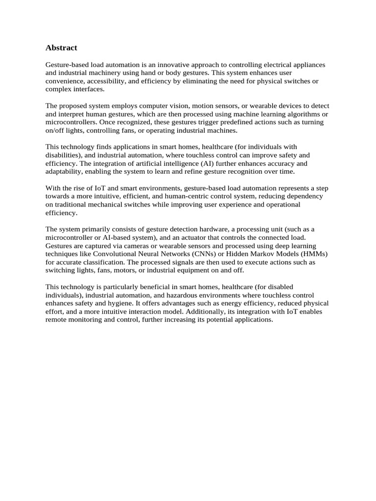 Gesture Based Load Automation | PDF | Automation | Internet Of Things