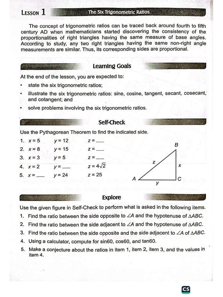 The Six Trigonometric Ratios. | PDF