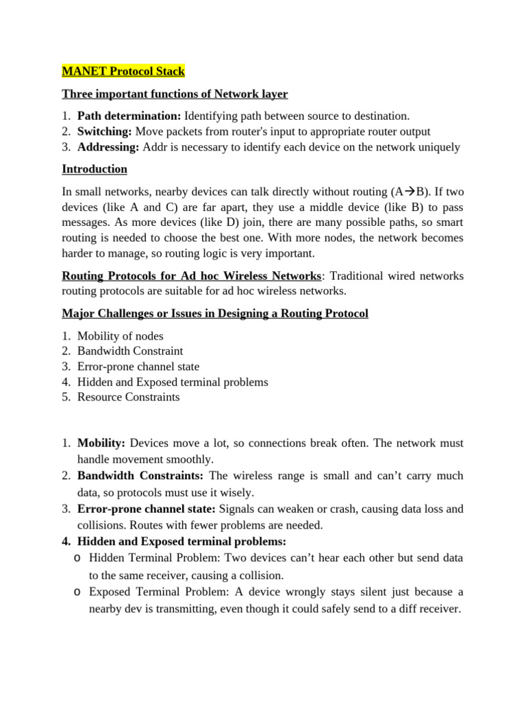 MANET Routing Protocols Overview | PDF | Routing | Wireless Ad Hoc Network