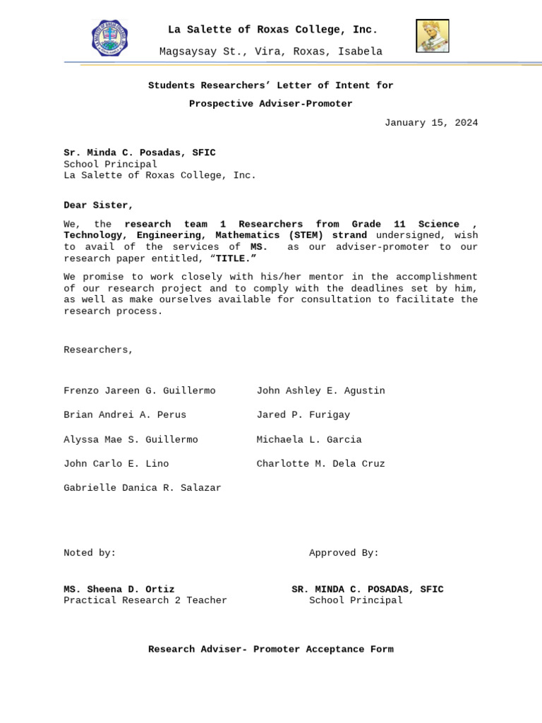 Research Adviser Letter 1 | PDF