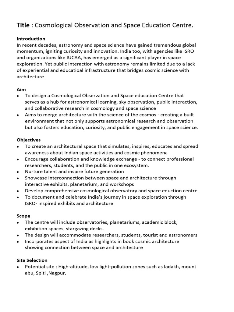 Cosmological Observatory and Space Education Centre | PDF | Astronomy ...