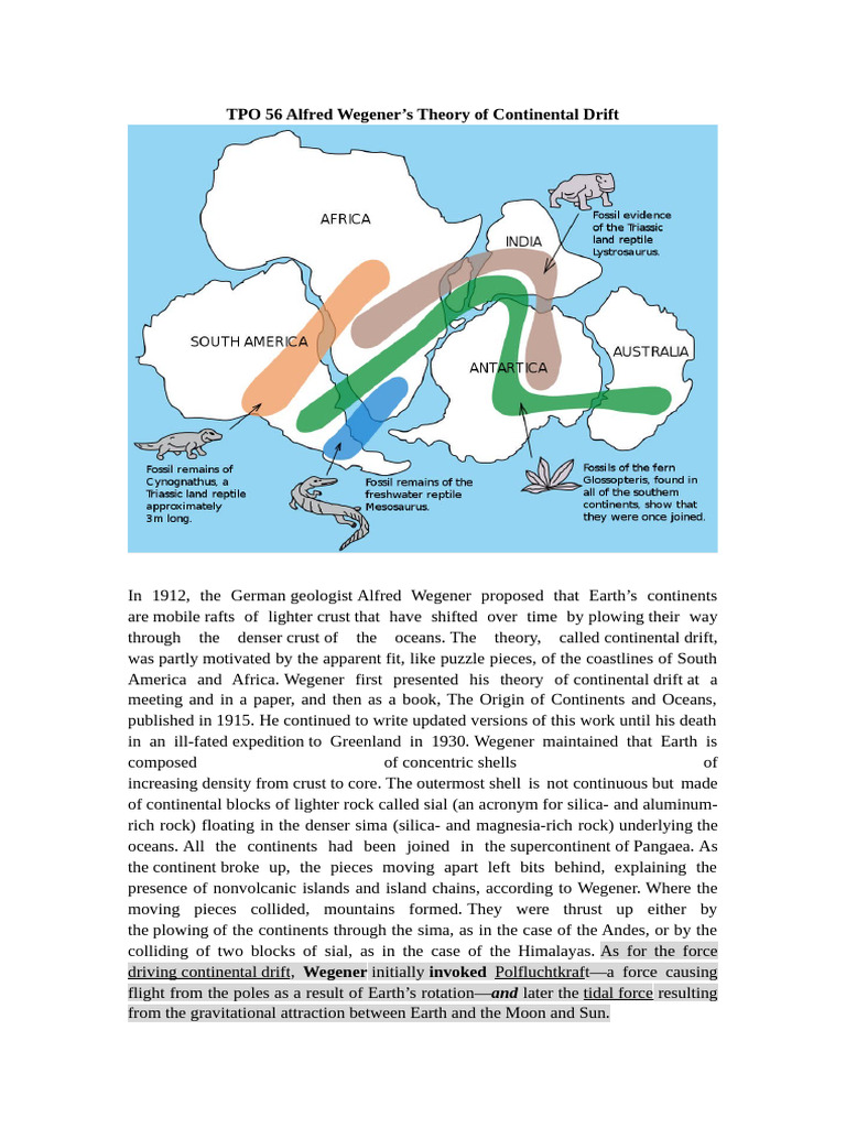 TPO 56 Alfred Wegener's Theory of Continental Drift - Answer Key | PDF ...