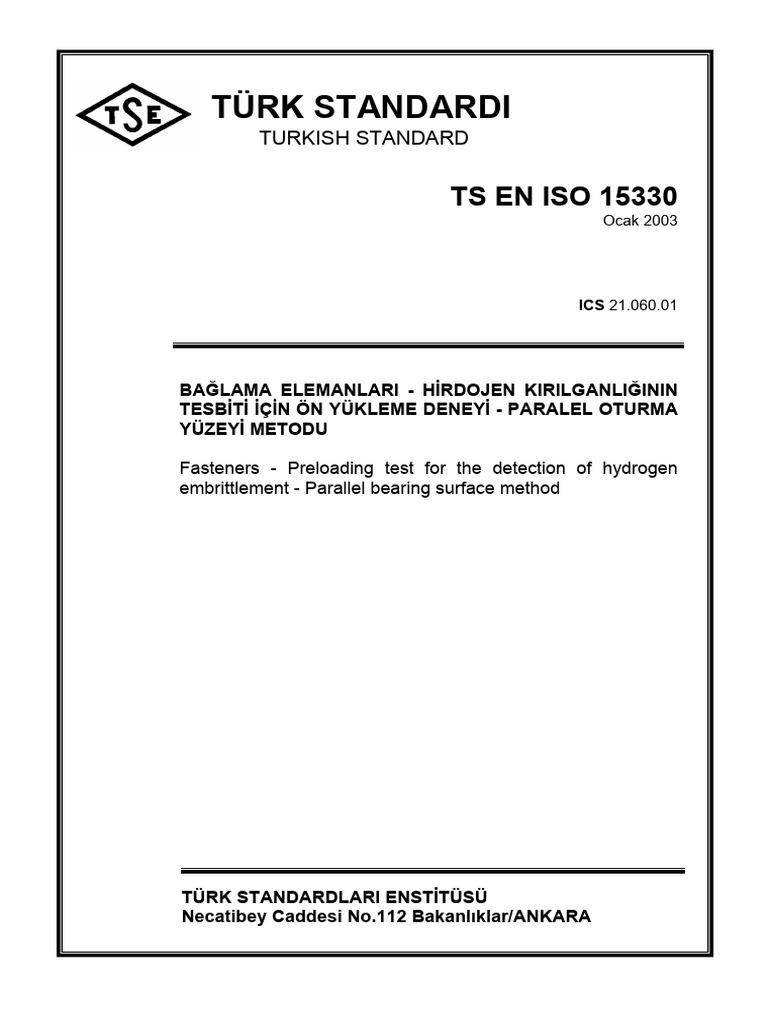 TS - EN - ISO - 15330 Hidrojen Gevrekliği Testi | PDF