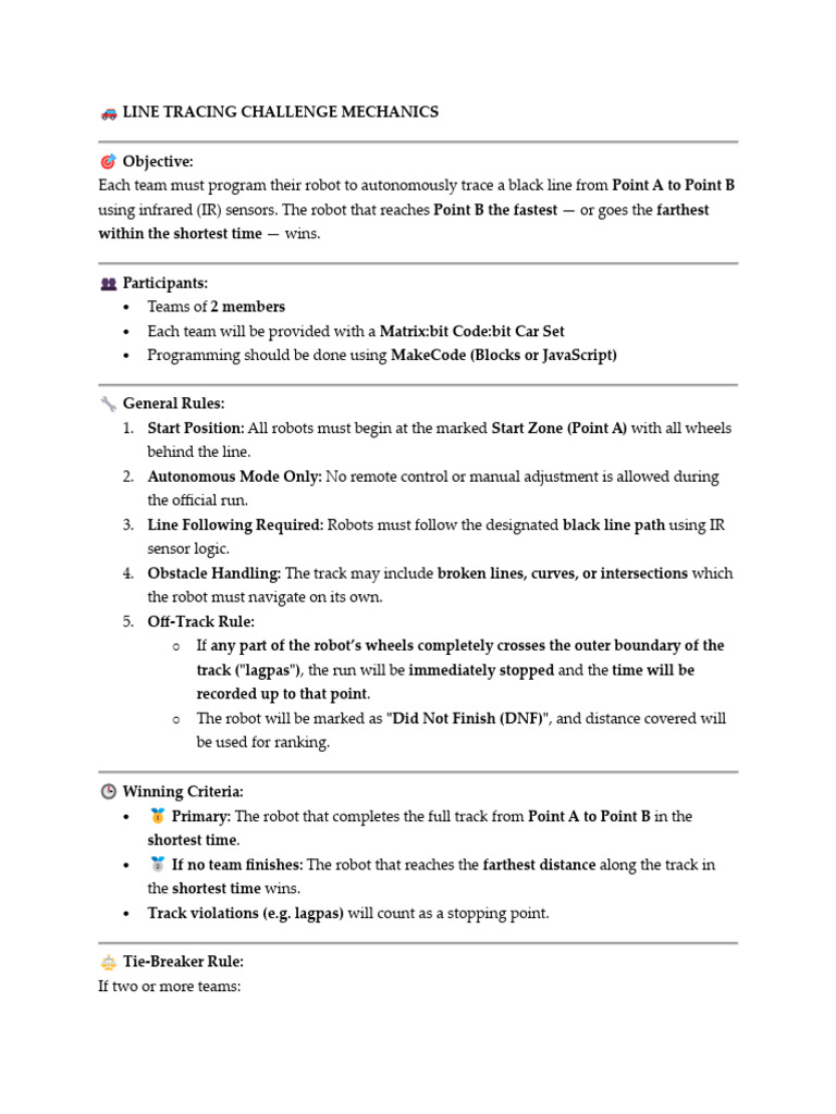 Line Tracing Challenge Mechanics | PDF