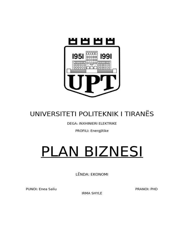 Plan Biznesi: Universiteti Politeknik I Tiranës | PDF