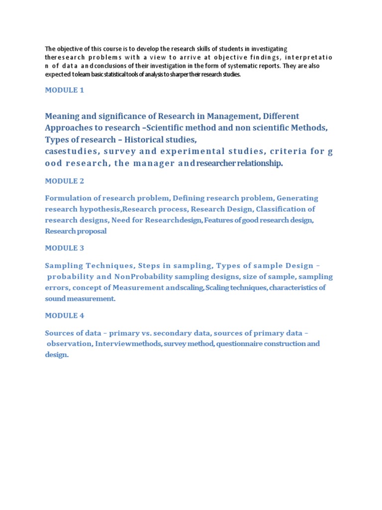 Mba Syllabus Pdf Statistical Hypothesis Testing Scientific Method