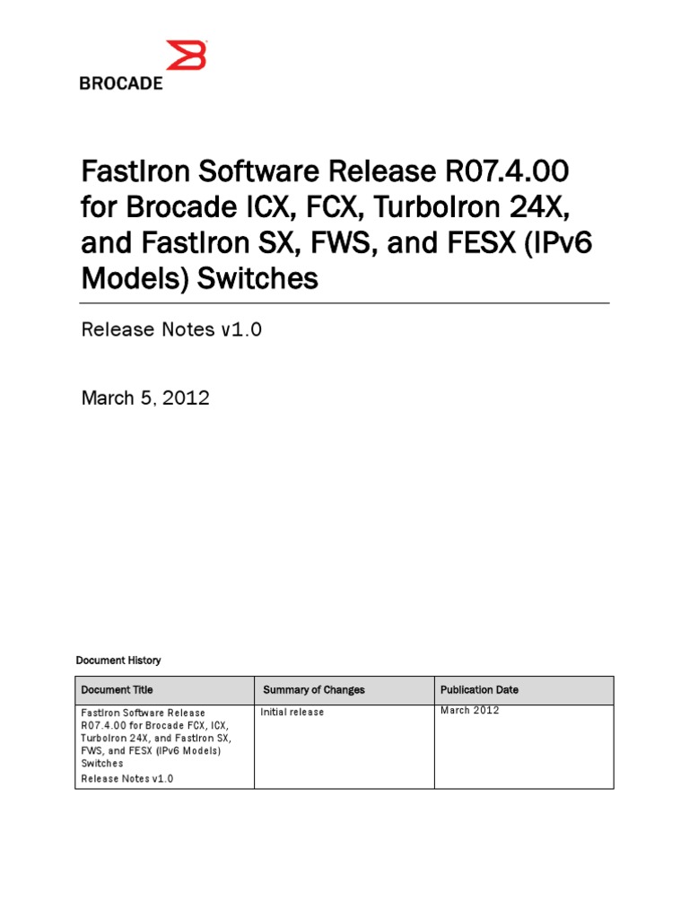 FastIron 07400 ReleaseNotes | PDF | Transport Layer Security | I Pv6