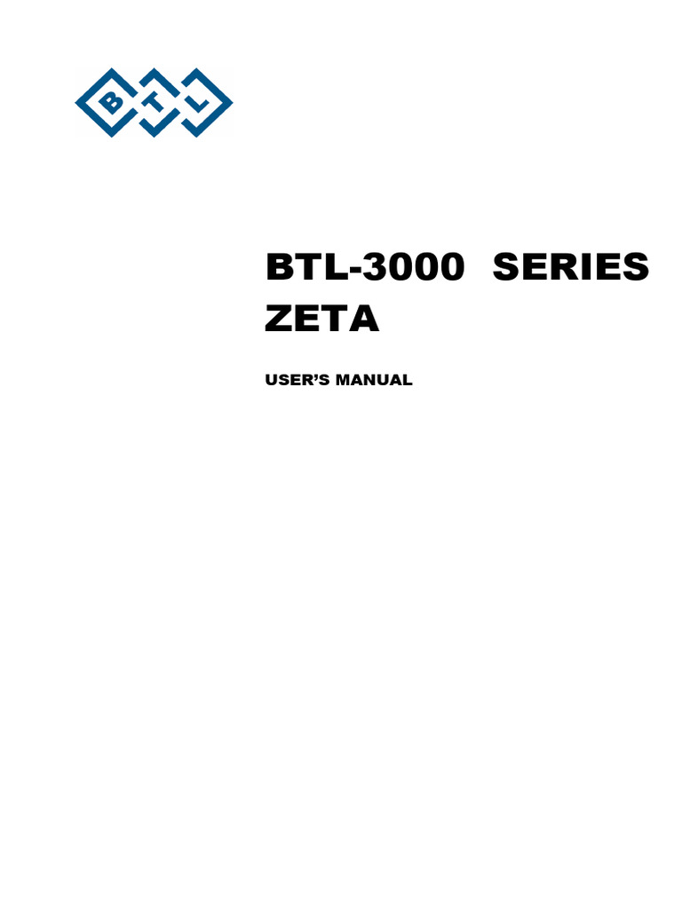 050-80 BTL-3000 Zeta User Manual EN100 | PDF | Water | Hygiene