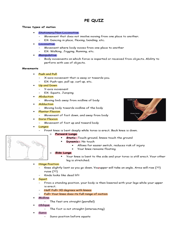 Types of Body Movements Explained | PDF