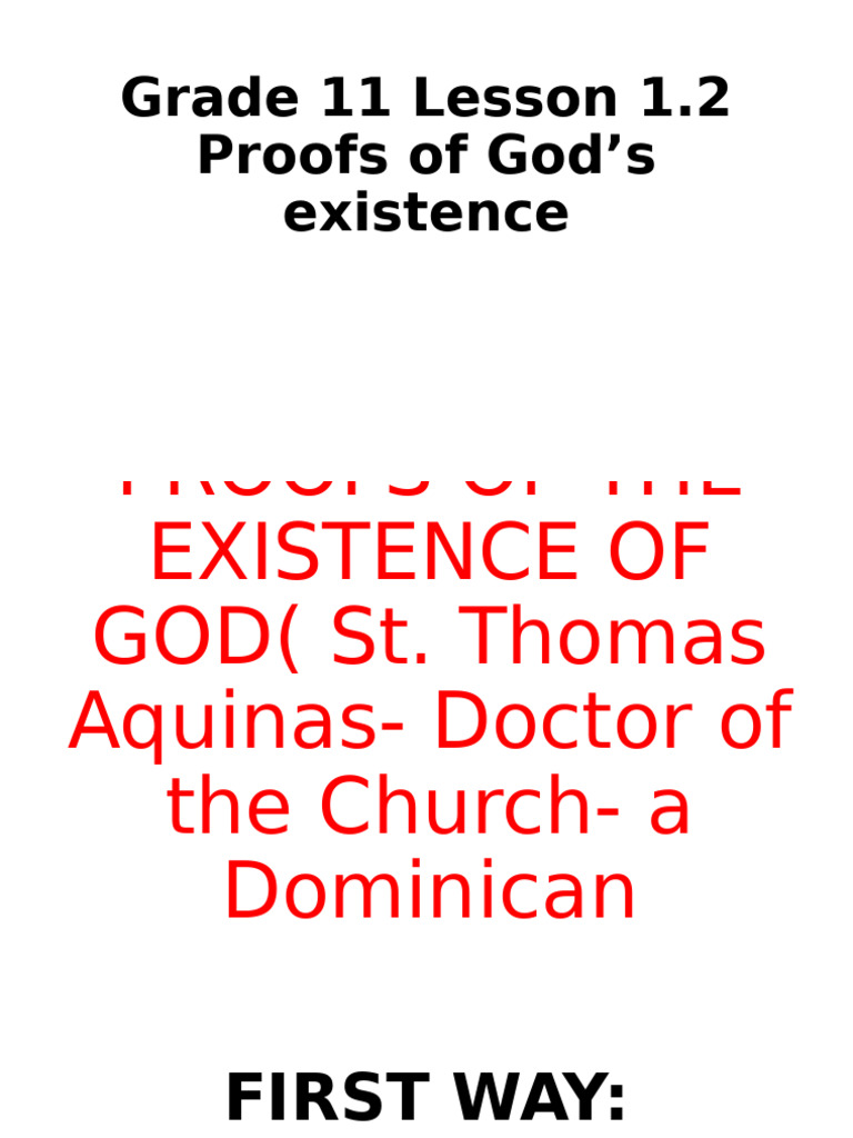 Gr.11 Unit I Lesson 1.2 Proofs of Gods Existence | PDF | Religious ...