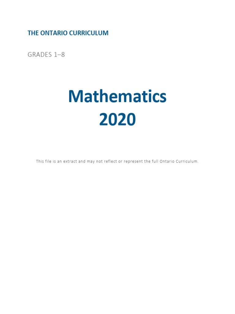 Ontario Mathematics Curriculum 2020 | PDF | Numbers | Area